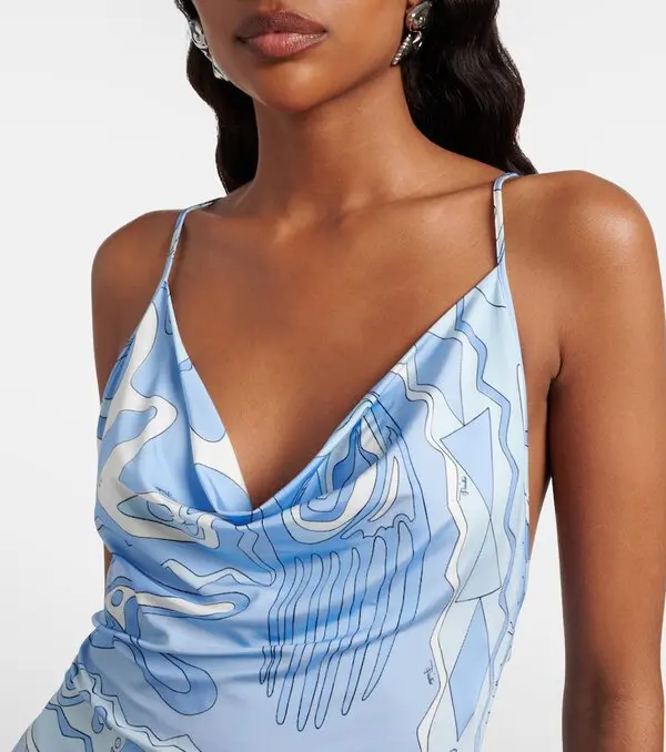Emilio Pucci Angoli Draped Satin Jersey Mini Dress