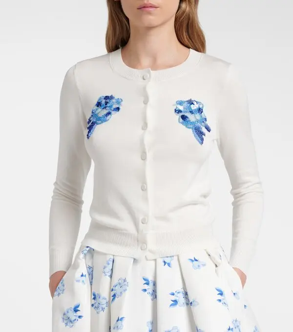 LEO LIN Embellished Cardigan - White