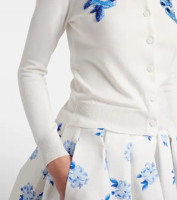 LEO LIN Embellished Cardigan - White