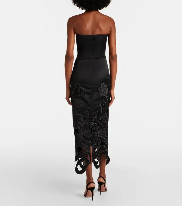 LEO LIN Rayna Floral Appliqué Bustier Gown