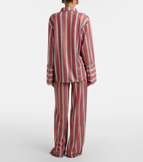 Oseree Lumiere Striped Wide-leg Pants