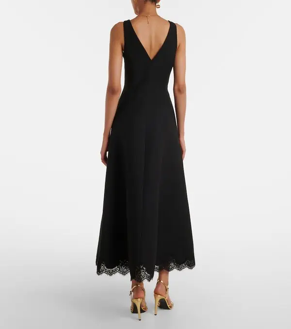 Valentino Garavani Crepe Couture Lace-trimmed Midi Dress