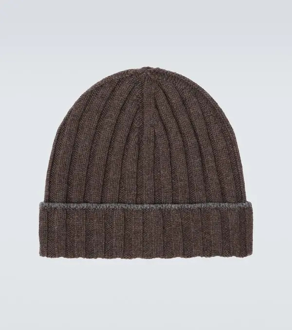 Brunello Cucinelli Ribbed Cashmere Beanie - Brown
