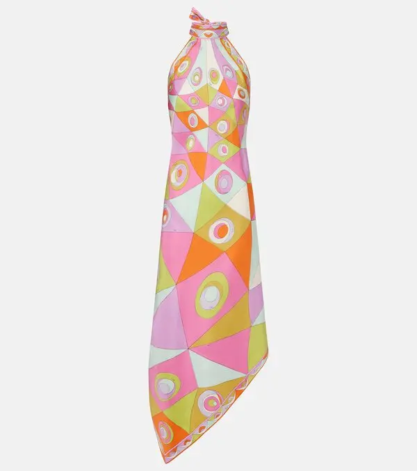 Emilio Pucci Occhi Silk Twill Midi Dress - Multicoloured