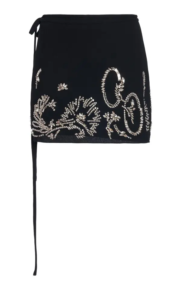 Dries Van Noten Gabrina Embellished Mini Wrap Skirt - Black
