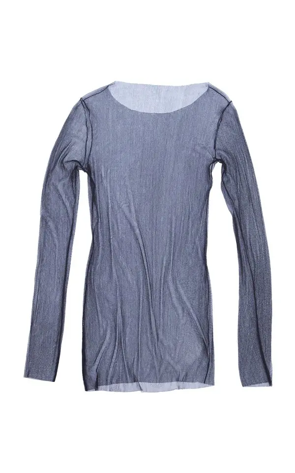 CORTANA Sheer Silk-blend Tulle Top - Navy