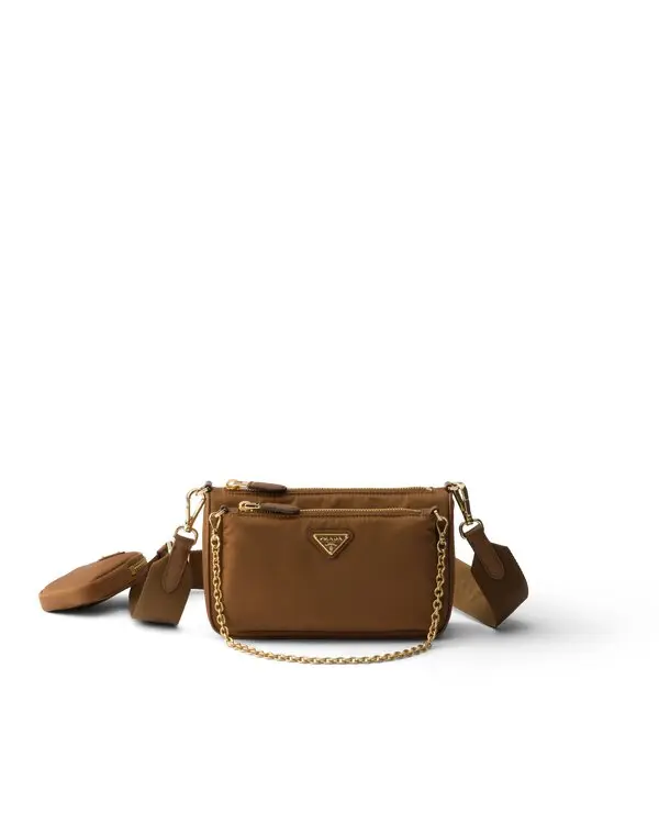 Prada Re-nylon And Saffiano Leather Mini Shoulder Bag - Brandy