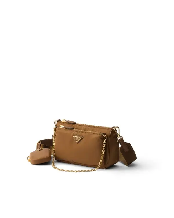 Prada Re-nylon And Saffiano Leather Mini Shoulder Bag - Brandy