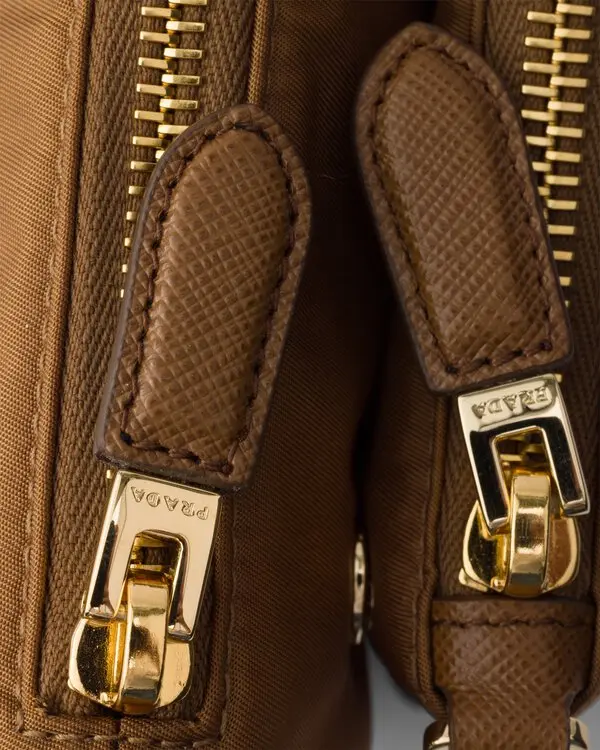 Prada Re-nylon And Saffiano Leather Mini Shoulder Bag - Brandy