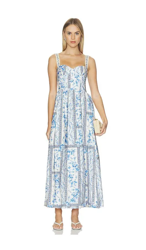 Agua Bendita Marcia Ivy Printed Maxi Dress - Blue