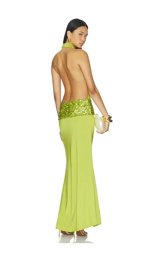 LOBA Sequined Waist Halterneck Gown