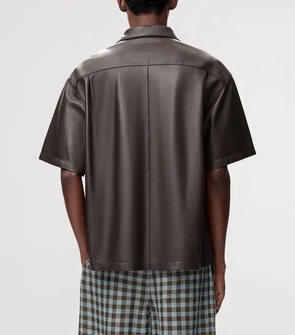 Loewe Leather Short-sleeve Shirt - Brown
