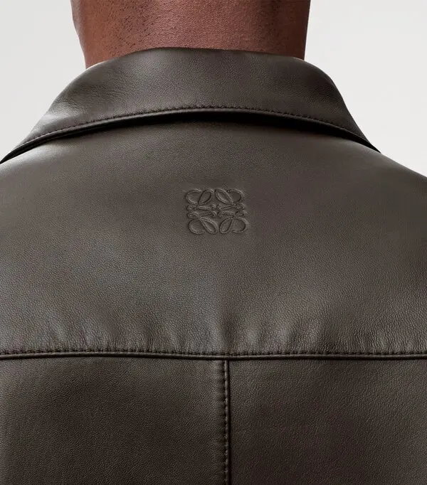 Loewe Leather Short-sleeve Shirt - Brown