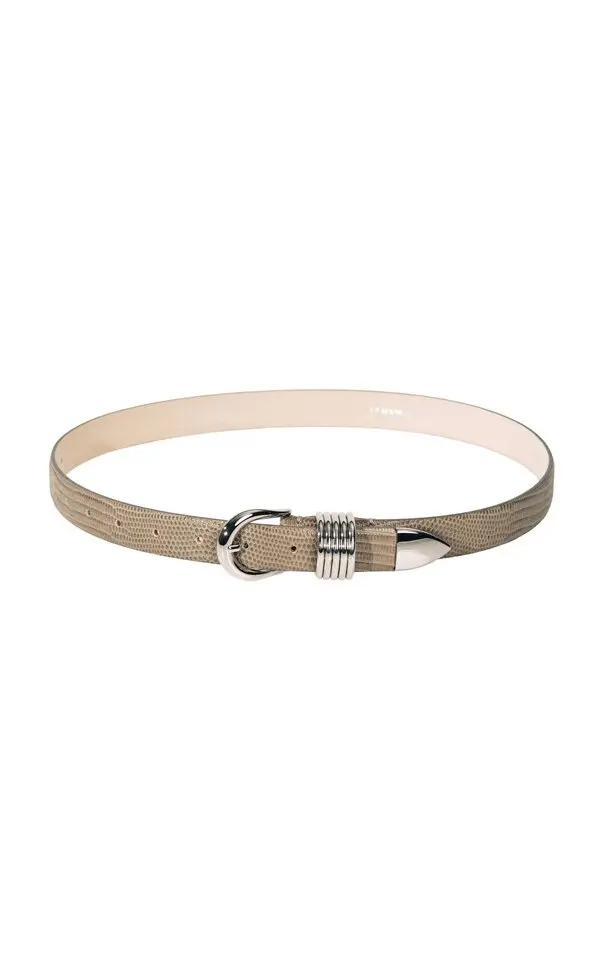 DEHANCHE Hollyhock Lizard-effect Leather Belt - Grey