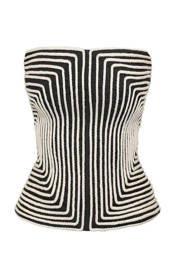 ANDRES OTALORA Nyota Alma Embroidered Strapless Corset Top - Black