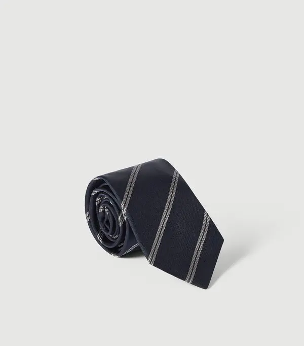 Brunello Cucinelli Silk Stripe Neck Tie - Blue