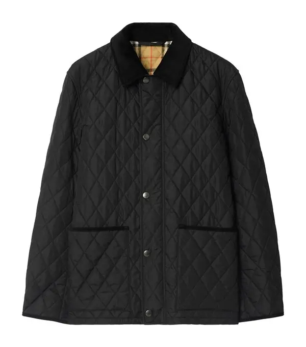 Burberry Quilted Barn Jacket With Corduroy Collar