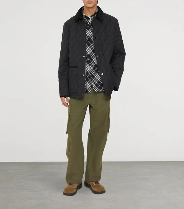 Burberry Quilted Barn Jacket With Corduroy Collar