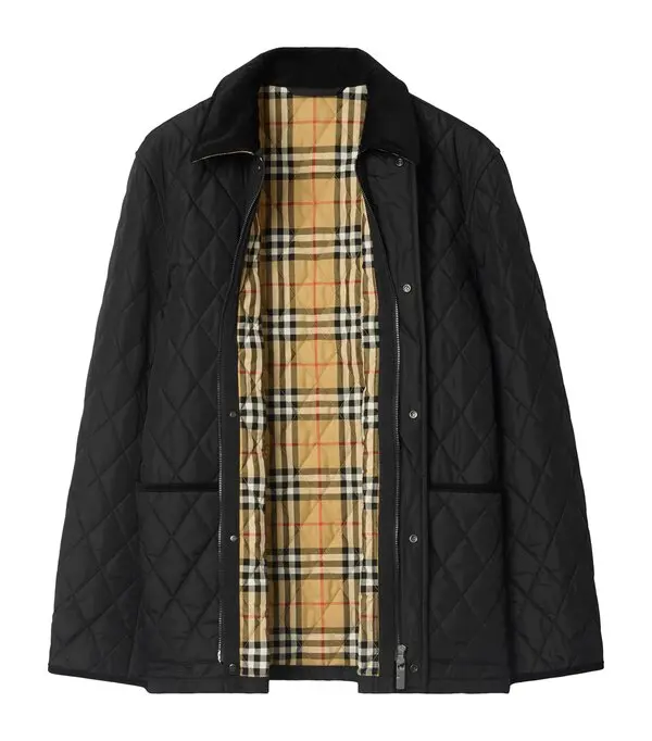 Burberry Quilted Barn Jacket With Corduroy Collar