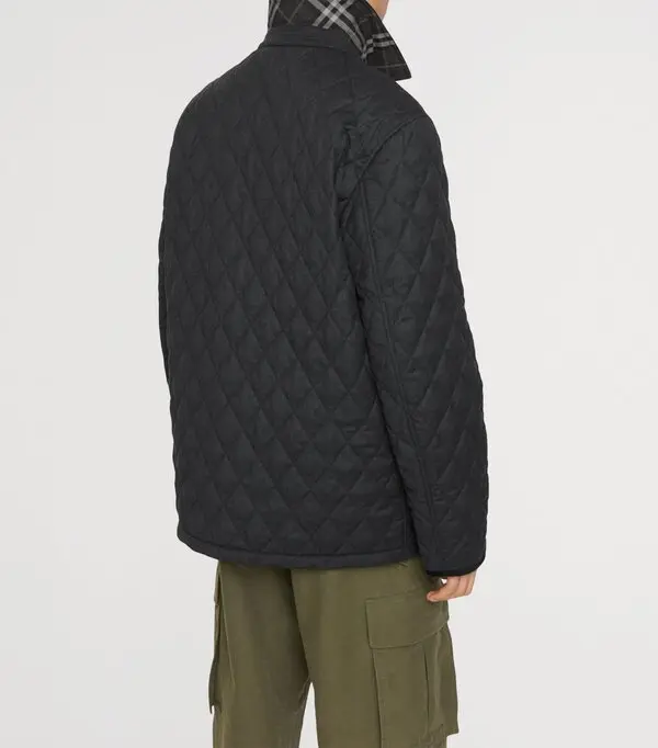 Burberry Quilted Barn Jacket With Corduroy Collar