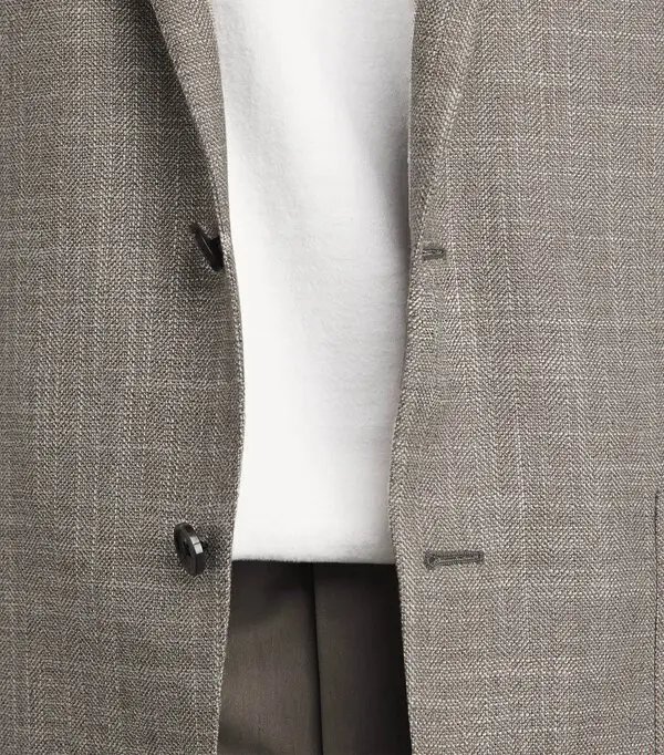 Corneliani Virgin Wool-silk Herringbone Blazer - Grey