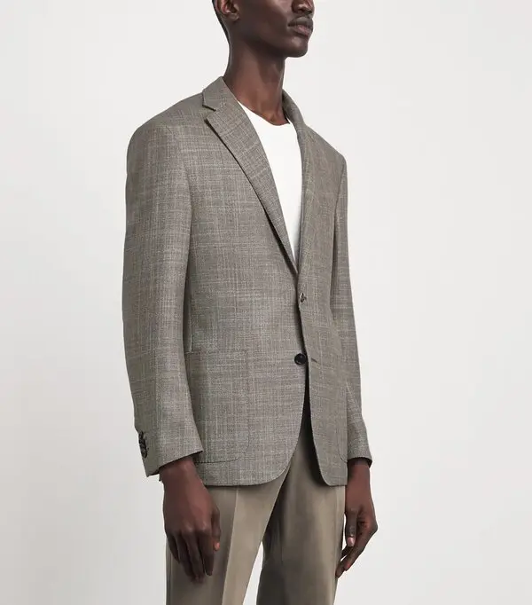 Corneliani Virgin Wool-silk Herringbone Blazer - Grey