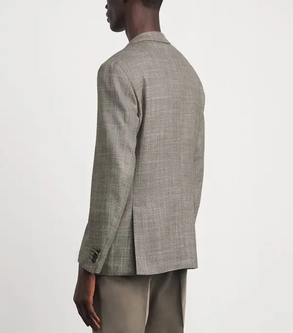 Corneliani Virgin Wool-silk Herringbone Blazer - Grey