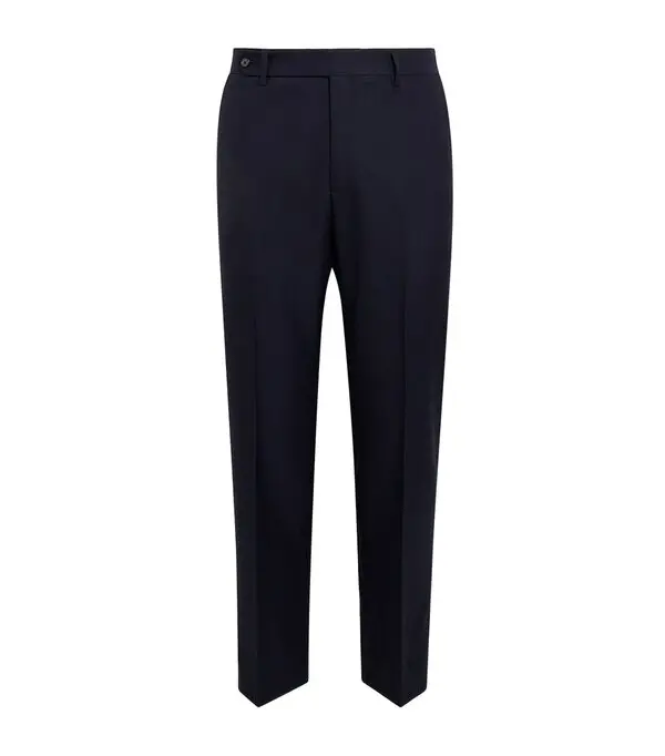 Corneliani Stretch Virgin Wool Drawstring Trousers - Navy