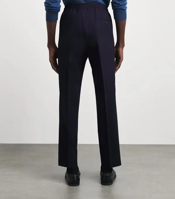 Corneliani Stretch Virgin Wool Drawstring Trousers - Navy