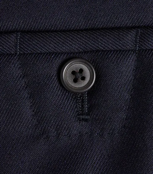 Corneliani Stretch Virgin Wool Drawstring Trousers - Navy