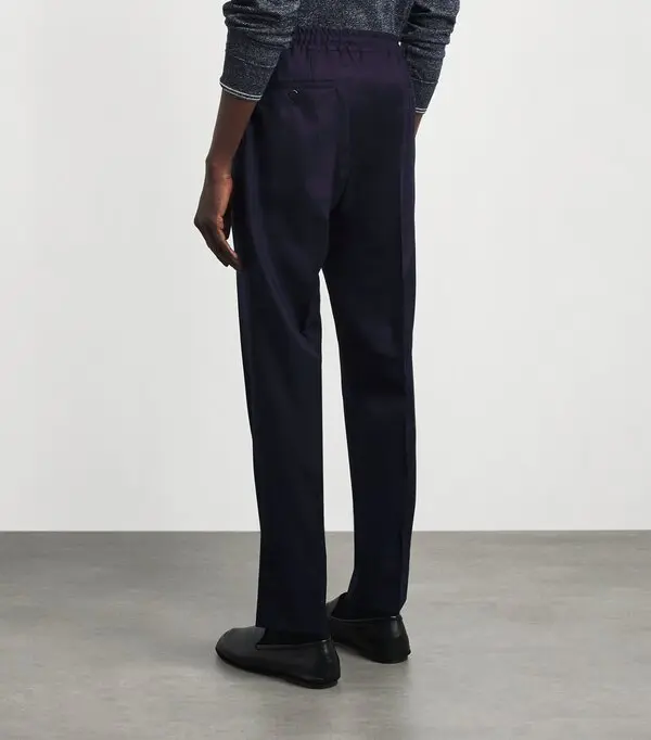 Corneliani Virgin Wool Drawstring Trousers - Navy