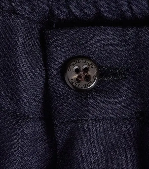 Corneliani Virgin Wool Drawstring Trousers - Navy