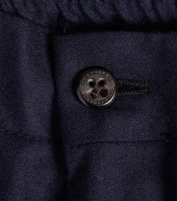 Corneliani Virgin Wool Drawstring Trousers - Navy