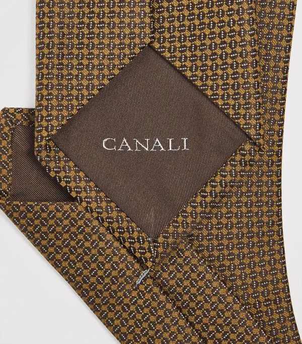 Canali Silk-wool Jacquard Neck Tie - Yellow