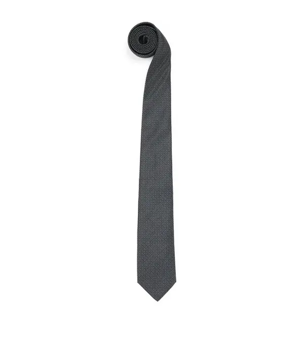 Canali Silk-wool Jacquard Neck Tie - Navy