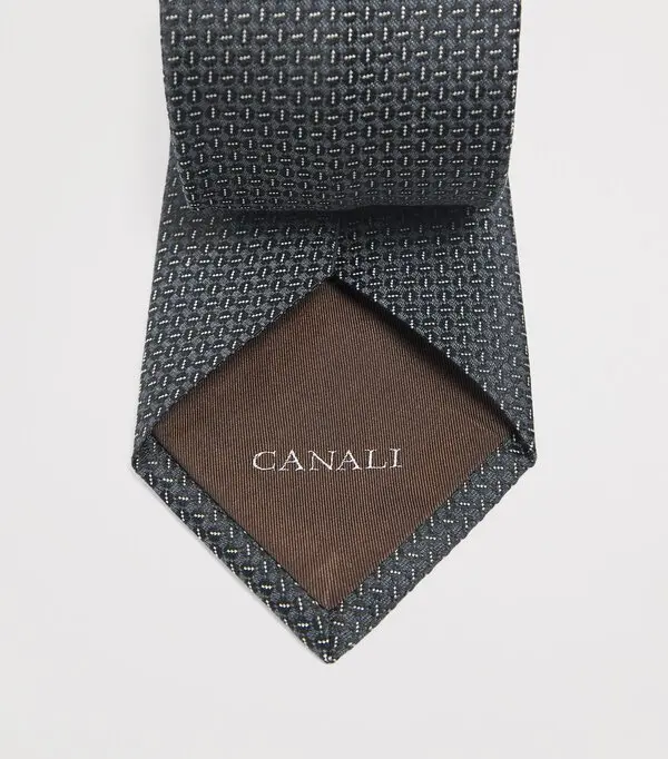 Canali Silk-wool Jacquard Neck Tie - Navy