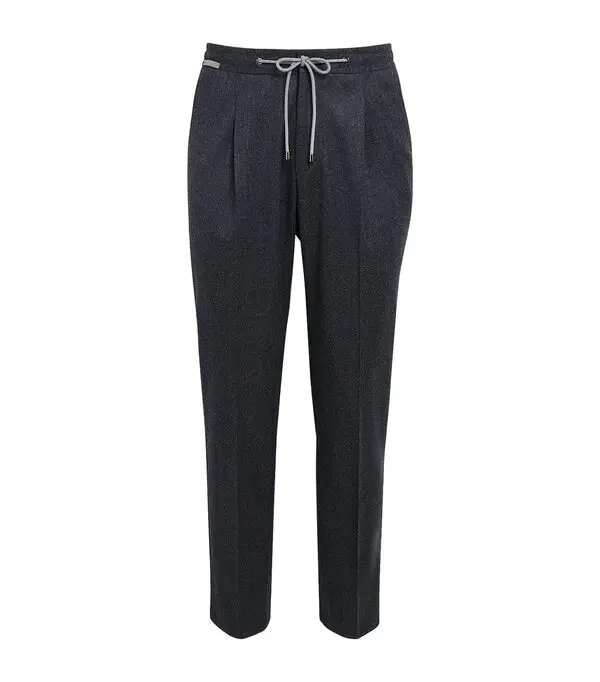 Corneliani Virgin Wool Drawstring Trousers - Grey