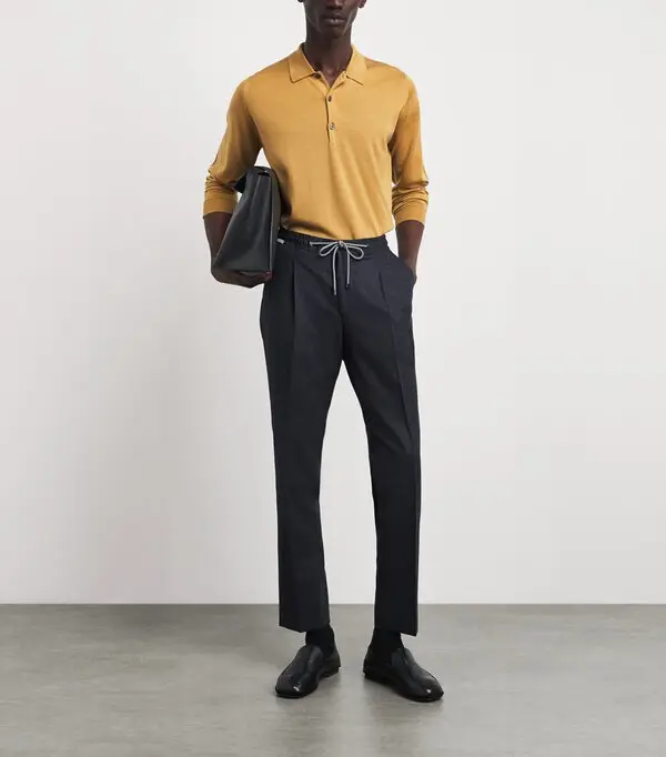 Corneliani Virgin Wool Drawstring Trousers - Grey