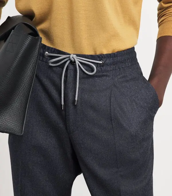 Corneliani Virgin Wool Drawstring Trousers - Grey
