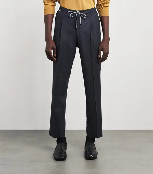Corneliani Virgin Wool Drawstring Trousers - Grey
