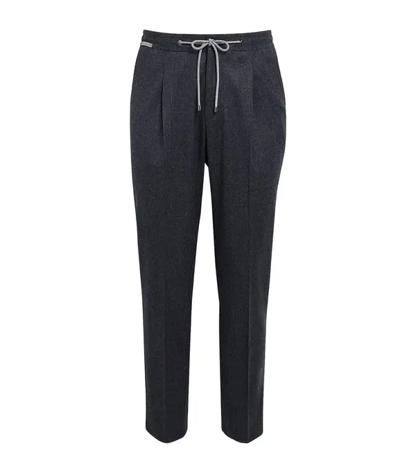 Corneliani Virgin Wool Drawstring Trousers - Grey
