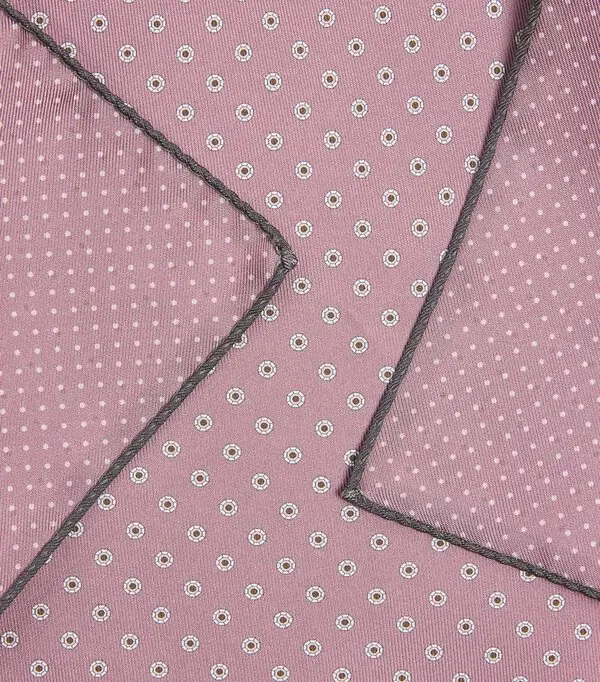 Canali Silk Medallion Print Pocket Square - Pink