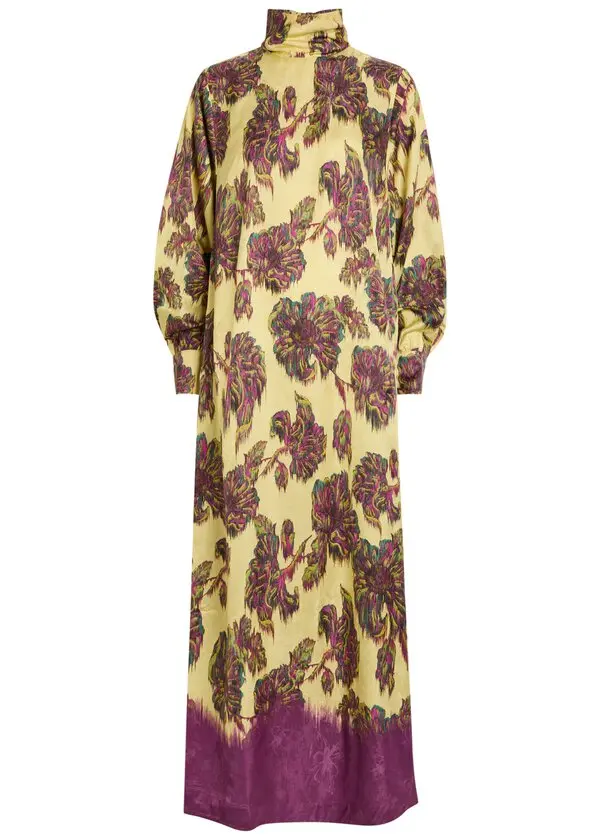 ALEMAIS Alémais Floral Jacquard High-neck Midi Dress - Multicoloured
