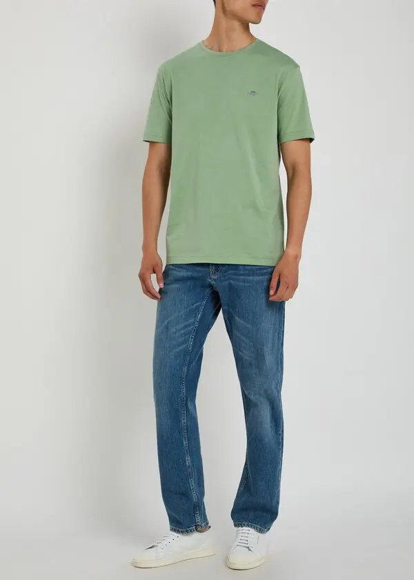 Gant Logo-embroidered Cotton T-shirt - Light Green