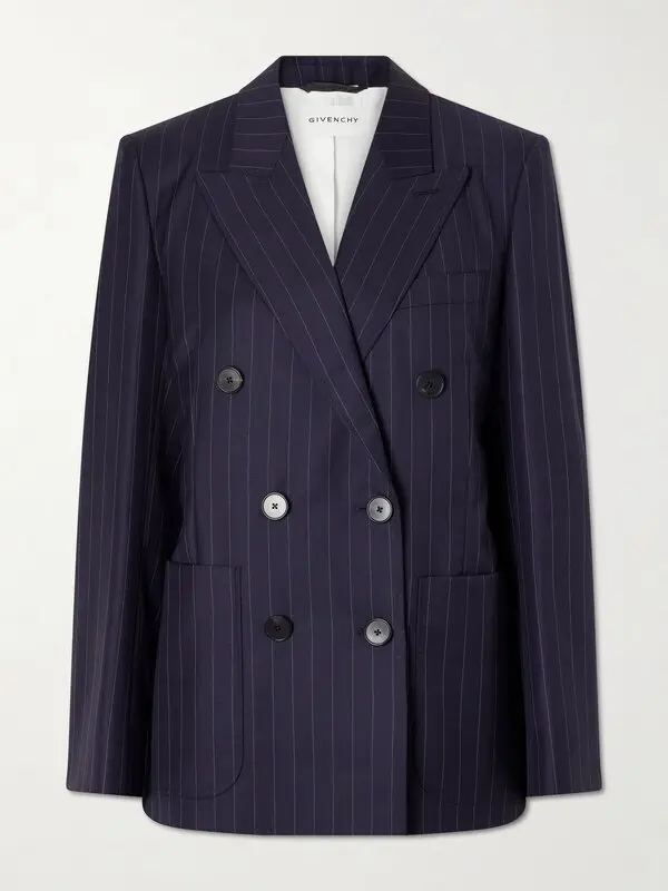 Givenchy Pinstripe Double-breasted Wool Blazer