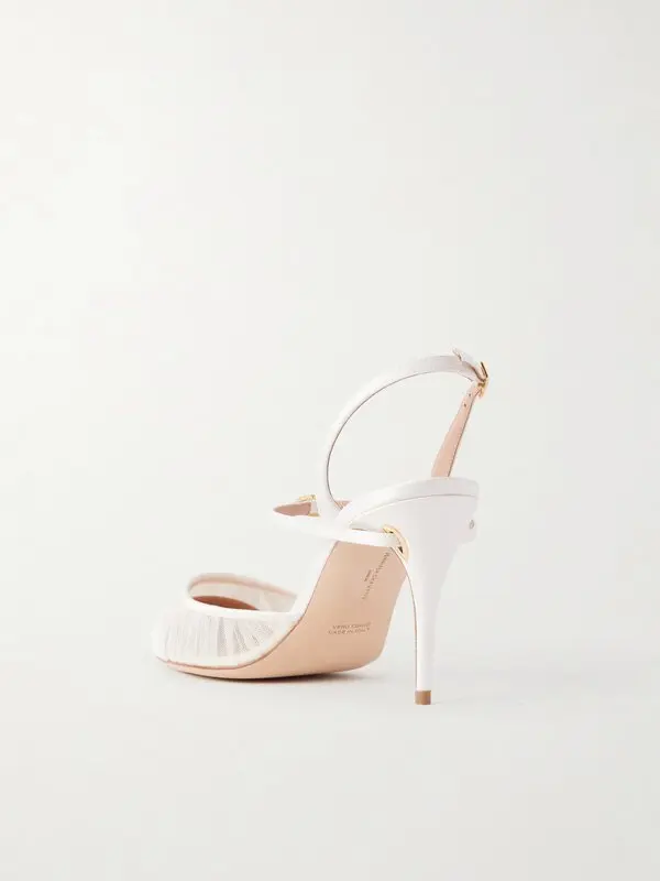 Jennifer Chamandi Mattia 85 Leather-trimmed Lace Pumps