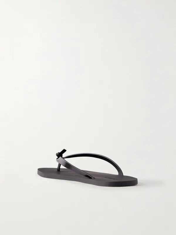 Saint Laurent Pool Leather Flip Flops - Black