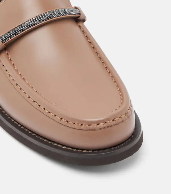 Brunello Cucinelli Monili Leather Loafers
