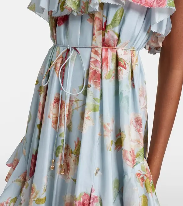 Zimmermann Roselight Floral Ruffled Silk Maxi Dress - Multicoloured