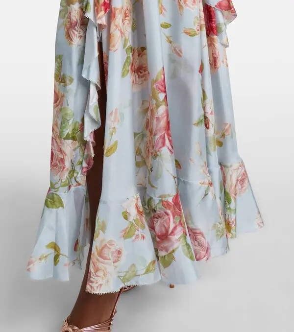 Zimmermann Roselight Floral Ruffled Silk Maxi Dress - Multicoloured